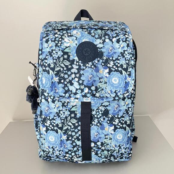 Kipling | Bags | Kipling Haruko Large Backpack In Blue Floral Print Nwt ...
